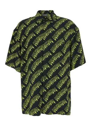 Balenciaga Logo Detailed Short-sleeve Shirt - Black