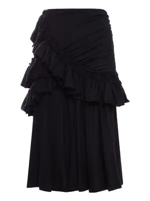 Dries Van Noten Ruffled Midi Skirt - Black