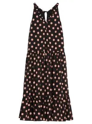 IBLUES Sleeveless Printed V-neck Dress With Keyhole Detail - Black