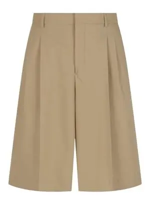 Ami Wide Leg Pleated Shorts - Nude