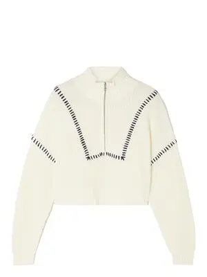 Staud Staud Hampton Ribbed Cropped Sweater Ivory