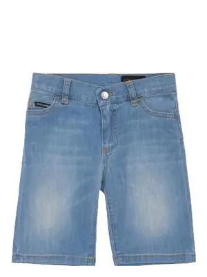 Dolce & Gabbana Logo Tag Stretch Cotton Denim Shorts - Blue
