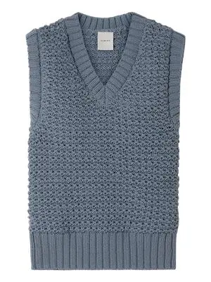 Varley Textured Knit V-neck Vest - Gray-blue
