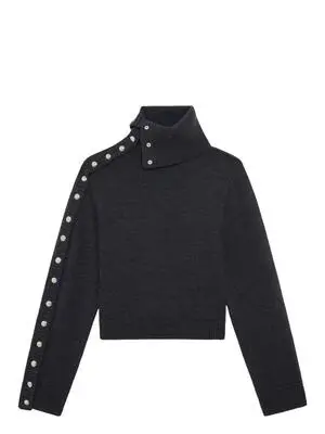 IRO PARIS Asymmetrical Wool Sweater With Stud Detail - Grey