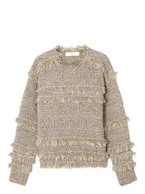 Ulla Johnson Frayed Metallic Tweed Sweater - Nude