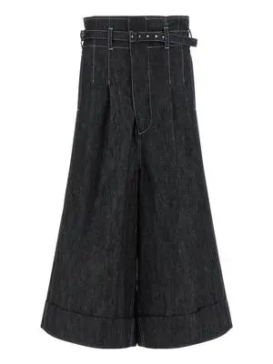 Junya Watanabe Belted Flared-leg Jeans - Black