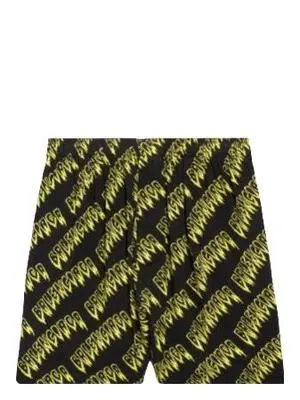Balenciaga Logo Printed Elastic Waist Shorts - Green