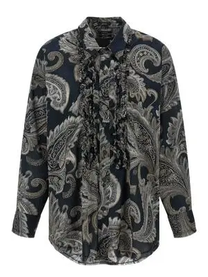 R13 Ruffled Paisley-print Shirt - Black