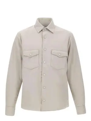 Eleventy Snap-button Shirt Jacket - White