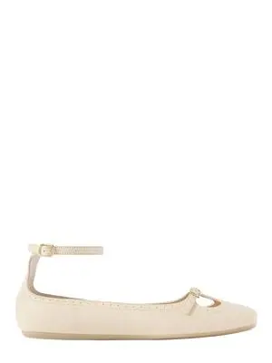 Chloé Leather Ballet Flats With Adjustable Buckles - Nude