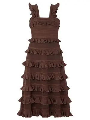 Zimmermann Hypnotic Midi Dress - Chocolate-colored