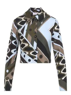 Emilio Pucci Vivara-print Satin Cropped Shirt - Black