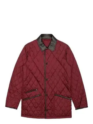 FERRAGAMO Quilted Jacket With Leather Trim - Red