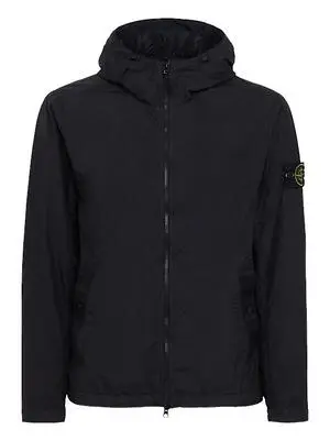 Stone Island Logo Patch Hooded Jacket - Black
