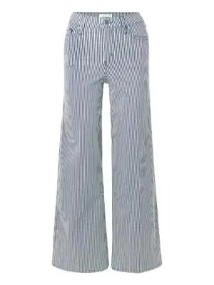 FRAME Striped Wide-leg Trousers - Lightblue