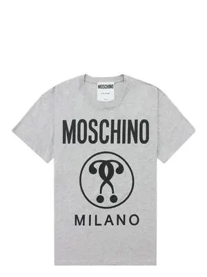 Moschino Double Question Mark Plain Knitted T-shirt - Gray