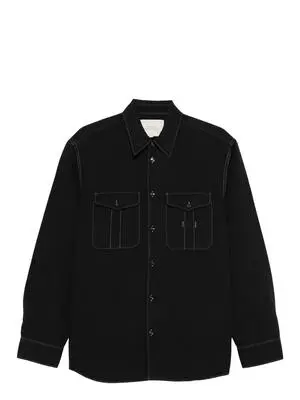 Studio Nicholson Collared Long-sleeved Shirt With Chest Pockets - Black