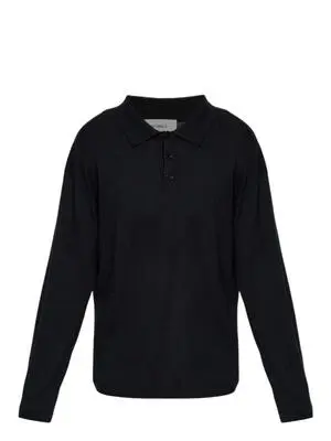 LISA YANG Long-sleeved Knit Polo Shirt - Black