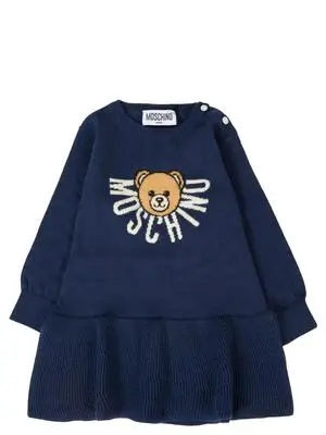Moschino Long Sleeve Ruffled Hem Sweatshirt Dress - Black