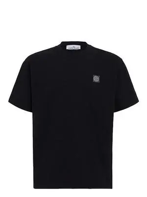 Stone Island Logo Patch Cotton T-shirt - Black