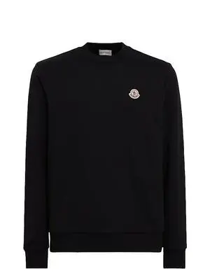 Moncler Logo Patch Cotton Crewneck Sweatshirt - Black