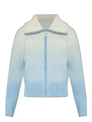 Casablanca Gradient Effect Knit Zip-up Sweater - Blue