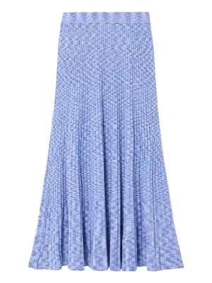 Zimmermann Mouline Ribbed Knit Midi Skirt - Blue