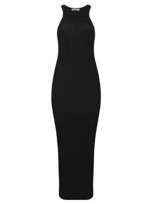 ENTIRE STUDIOS Ribbed Knit Midi Muscle Tank Dress - Black