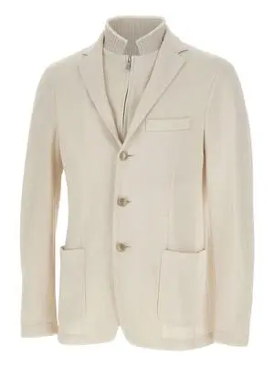 Eleventy Detachable Bib Blazer - Nude