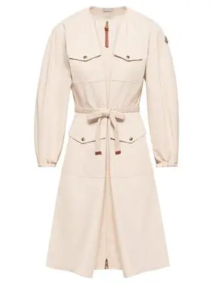 Moncler Moncler Pleated Poplin Midi Dress Light Beige