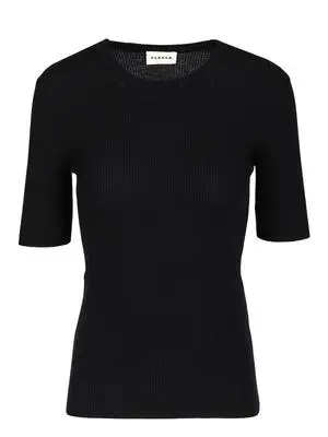 P.a.r.o.s.h Half Sleeve Ribbed Knit Sweater - Black