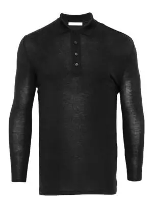 ENTIRE STUDIOS Long Sleeve Knit Polo Top - Black
