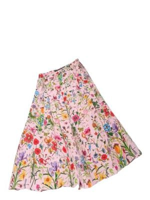 Gucci Pleated Silk Skirt With Flora Print - Multi-color