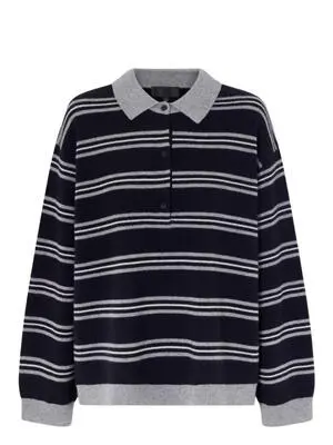 NILI LOTAN Striped Long Sleeve Sweater - Black
