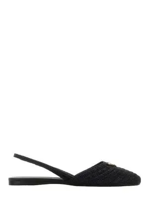 Prada Woven Slingback Ballet Flats - Black