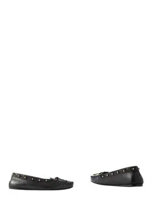 Khaite Flat Leather Loafers With Gold Tone Embellishments - Black