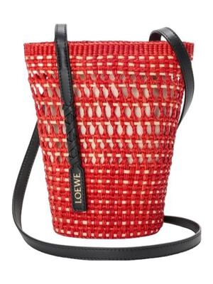 Loewe Braid Pocket Bucket Bag - Red