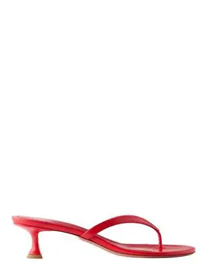 Amina Muaddi Juliette 45 Leather Thong Sandals - Red
