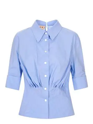 Marni Gathered Button-up Shirt - Blue