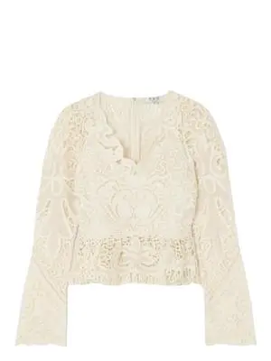 SEA Sea Lace Top With Scalloped Edges And Lotus Leaf Waist