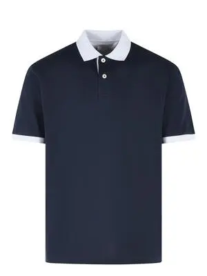 Eleventy Contrast-trim Polo Shirt - Black