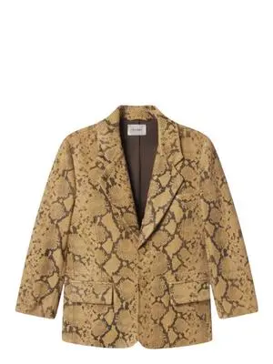 FRAME Long-sleeved Snake Print Blazer - Sand