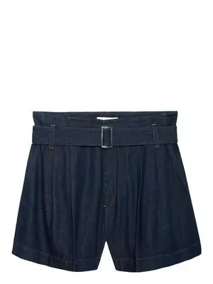FRAME Belted Pleated Shorts - Black