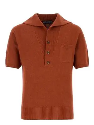 Dolce & Gabbana Dolce Gabbana Textured Knit Polo Shirt - Red
