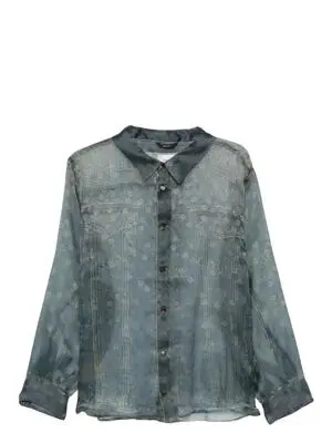 HAIKURE Maya Silk Shirt With Lapel Neck And Printed Pattern - Gray