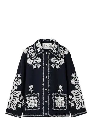 SEA Sea Studded Appliquéd Cotton-Canvas Jacket