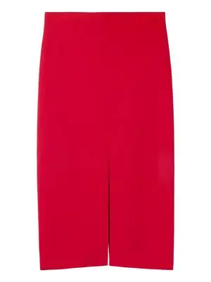 Carven Crepe Midi Skirt With Front Split - Red