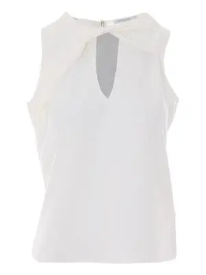 Patrizia Pepe Draped Sleeveless Top With Cutout Detail - White