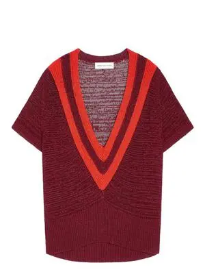 Dries Van Noten V-neck Sweater With Contrasting Pattern - Red