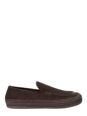 Loewe Loewe Suede And Raffia Loafer Black